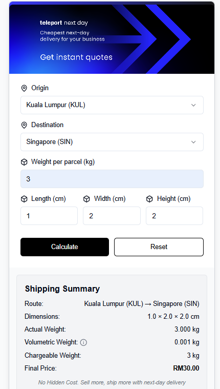 Need a Quote? Here's How to Calculate Teleport Next Day Rates